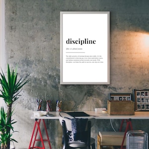 Discipline Definition Motivational Wall Art Poster Home Office Decor ...