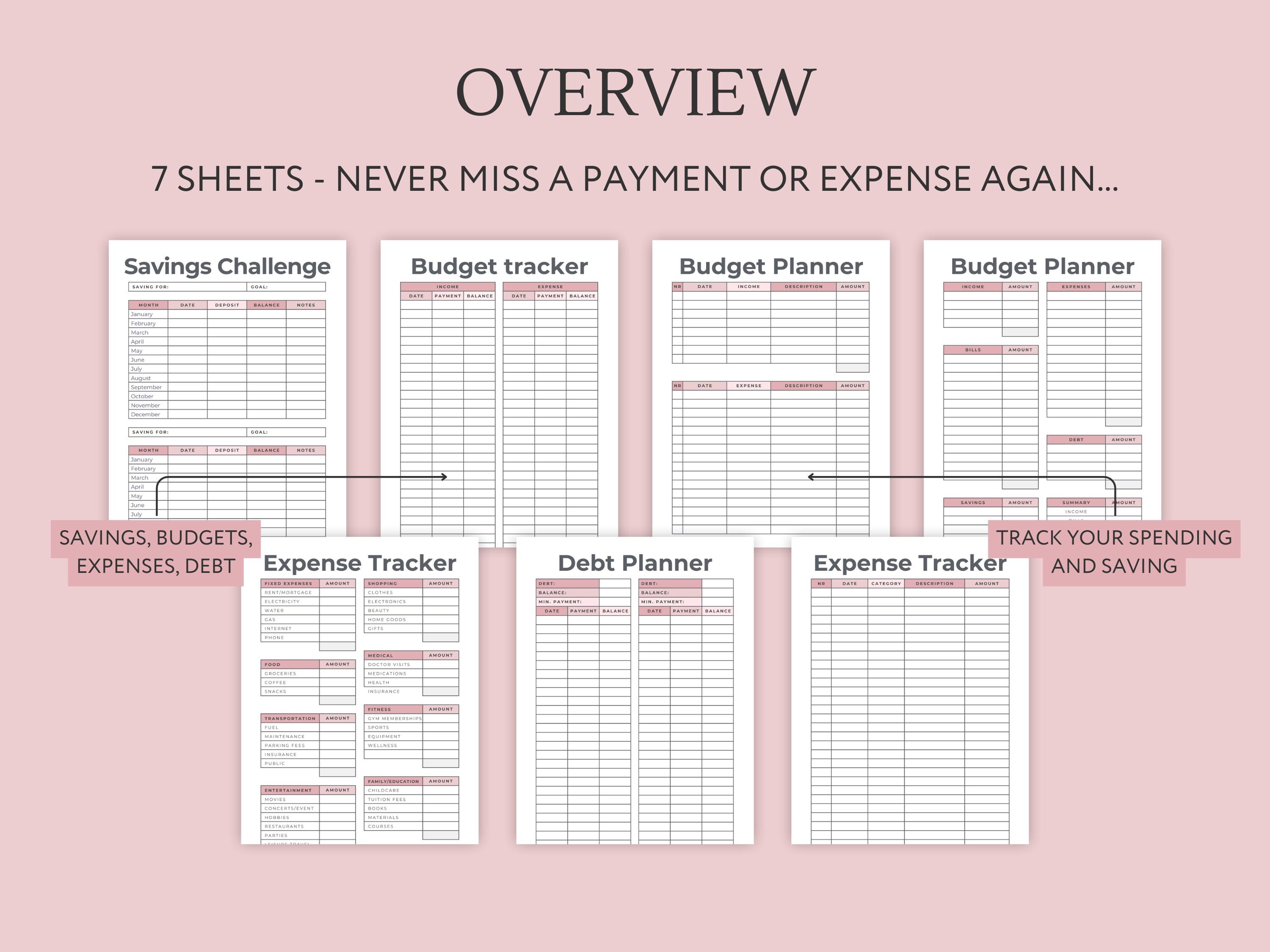 Income & Expense Tracker, Monthly Budget Planner Printable, Financial ...