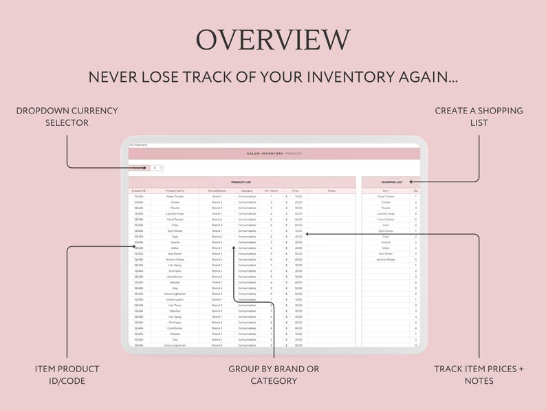 Salon Inventory Template, Salon Inventory Tracker Log, Beauty Salon ...