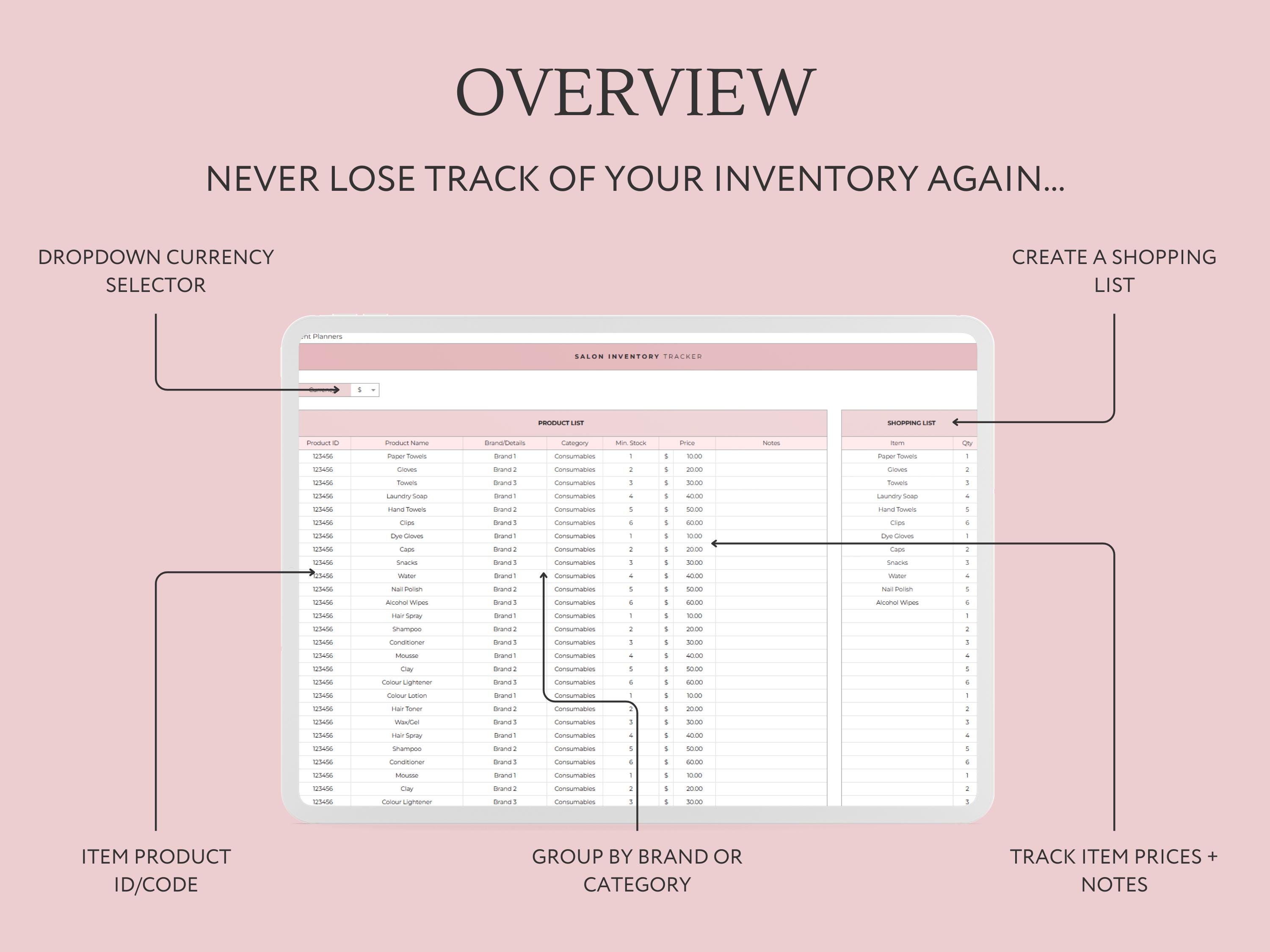 Salon Inventory Template, Salon Inventory Tracker Log, Beauty Salon ...