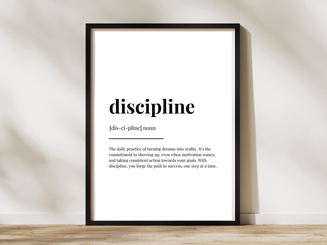 Discipline Definition Motivational Wall Art Poster Home Office Decor ...