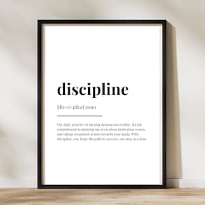 Discipline Definition Motivational Wall Art Poster Home Office Decor ...