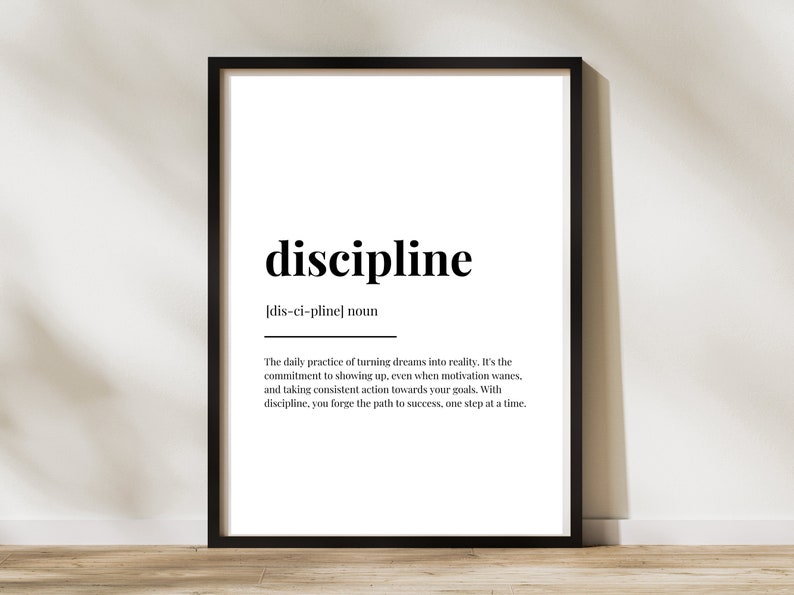 Discipline Definition Motivational Wall Art Poster Home Office Decor ...