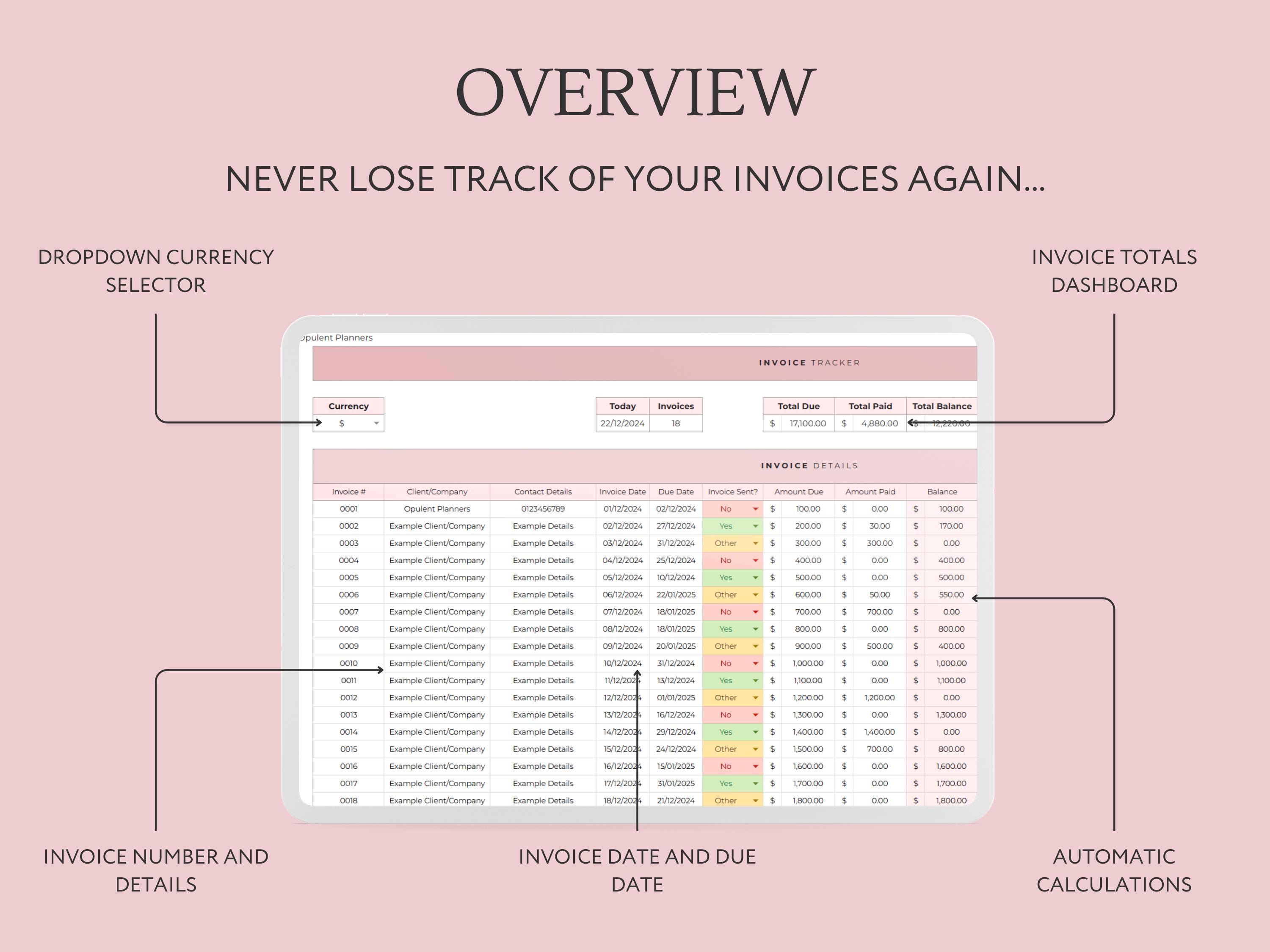 Invoice Tracker for Google Sheets, Invoice Tracker Template Spreadsheet ...