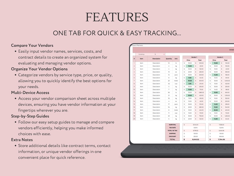 Vendor Price Comparison Google Sheets, Price Tracker, Price Comparison ...