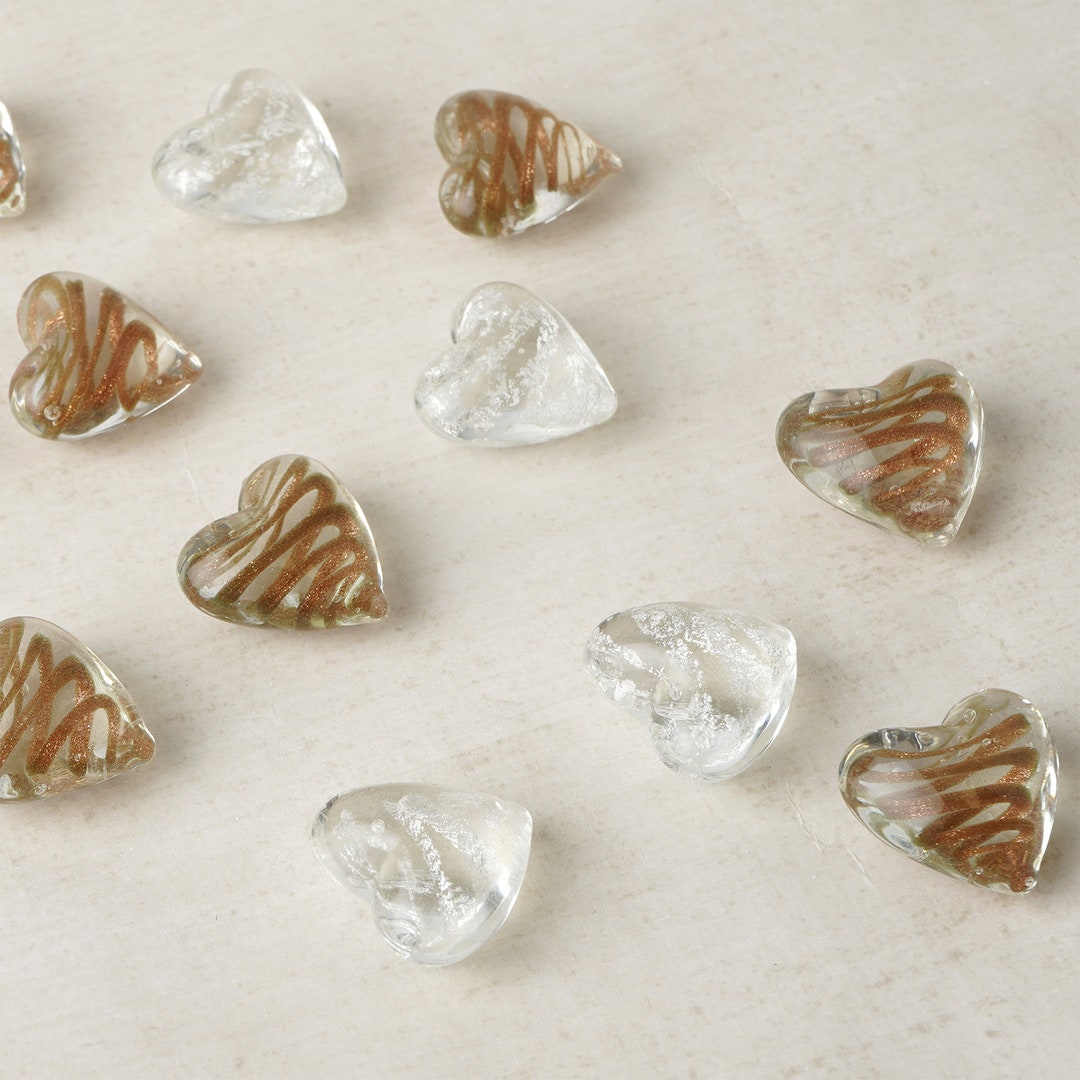 Gold & Clear Glass Heart Tokens - Set of 8 - Etsy