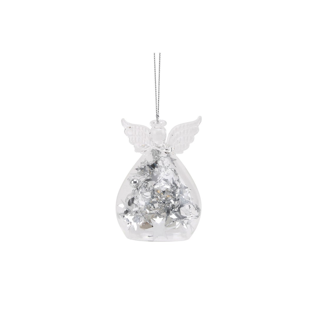 Light-up Christmas Angel Glass Ornament | Silver Hanging Decoration - Etsy