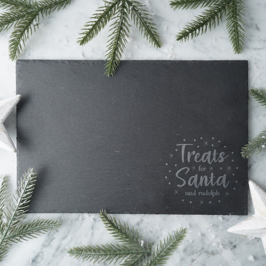 Christmas 'treats for Santa' | Rectangular Slate Cheeseboard in Gift ...