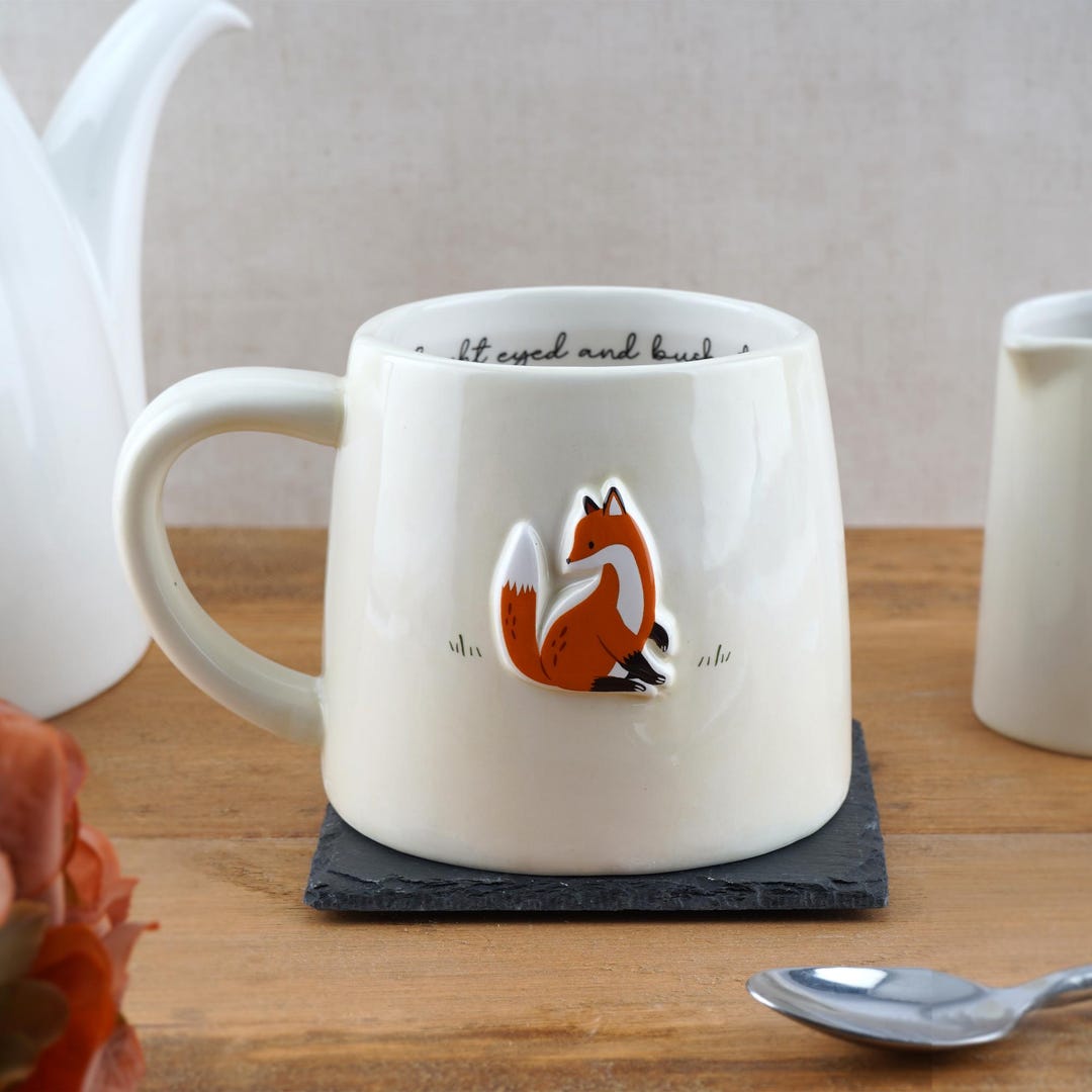 Embossed Fox Stoneware Mug | Woodland Gift Box - Etsy