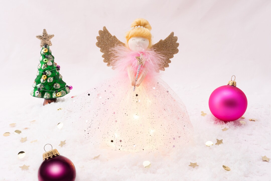 Pink Sugarplum Fairy Light up Angel Hanging Decoration Tree Topper ...