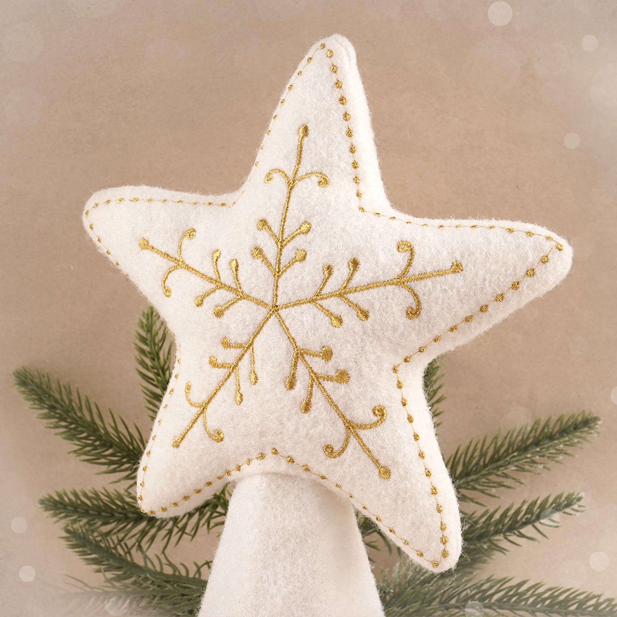 Felt Gold Christmas Star Tree Topper | Gold Stitch Detail - Etsy