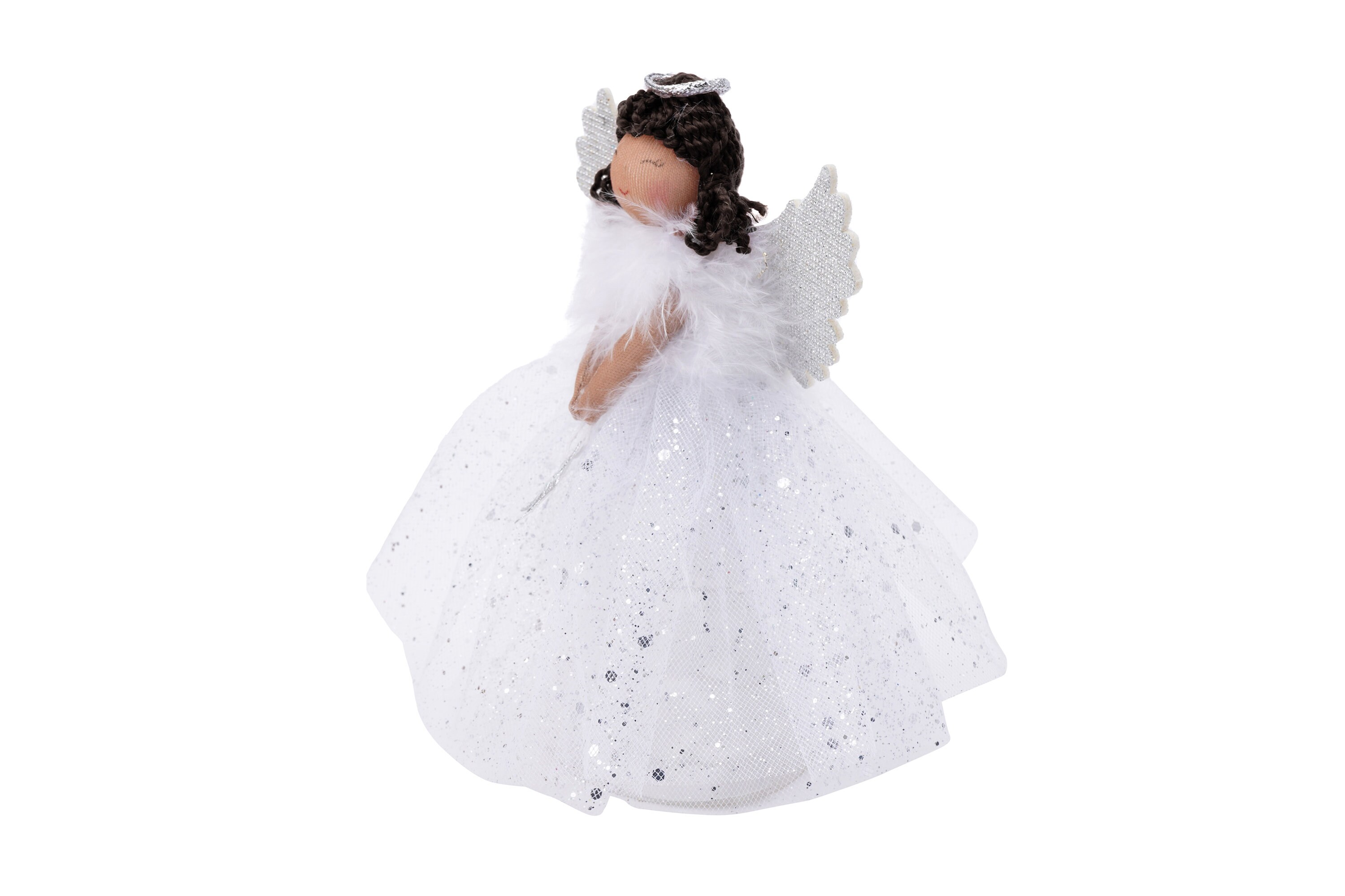 Silver Dark Haired Light up Tree Topper Angel Hanging - Etsy