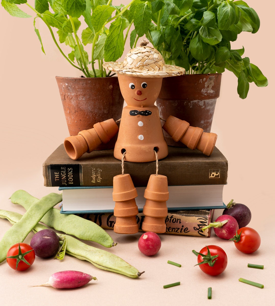Terracotta Plant Pot Man | Garden Feature Object Feature Sitting or ...