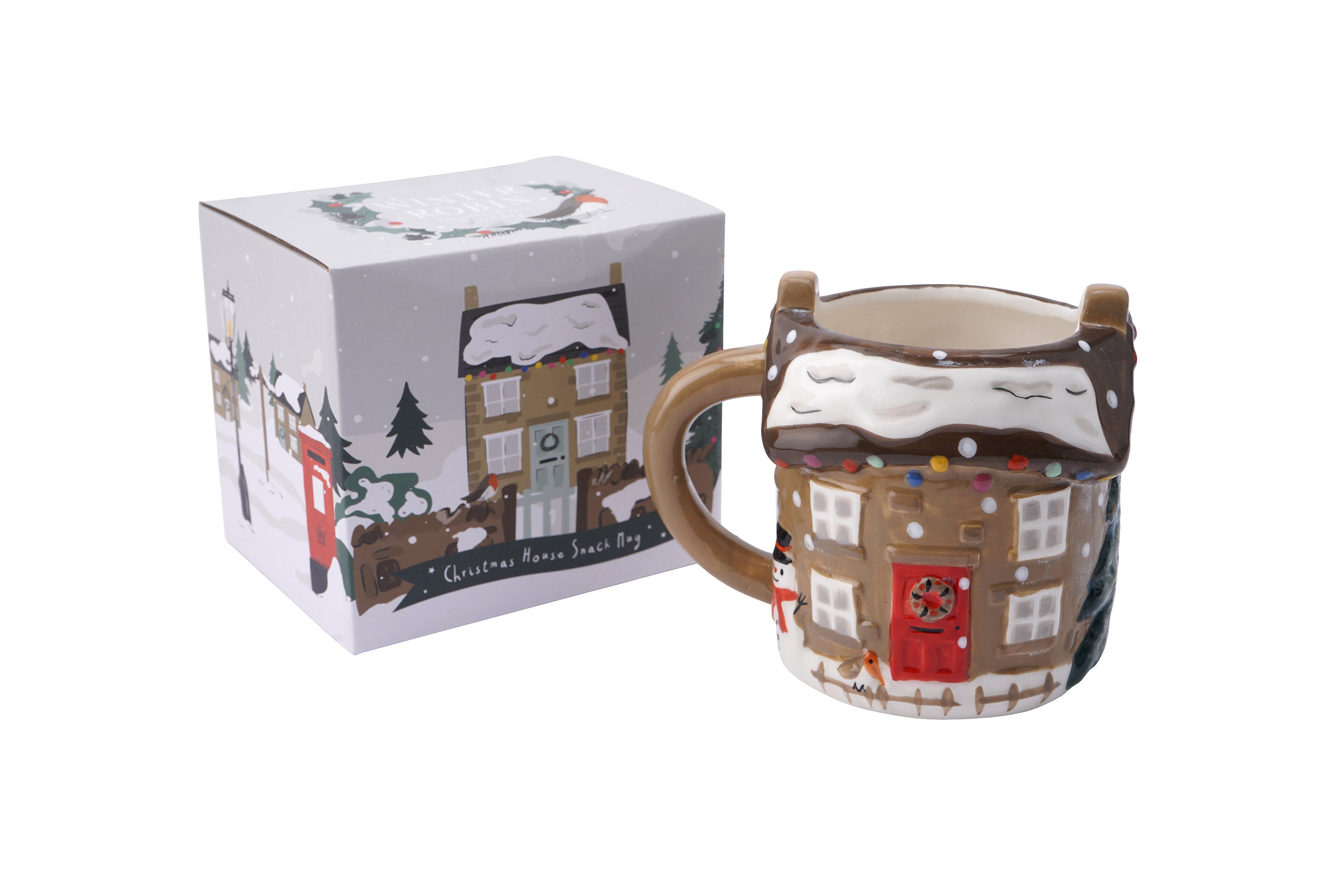 Christmas House Mug With Cookie Slot • Gift Boxed Ceramic Cup - Etsy