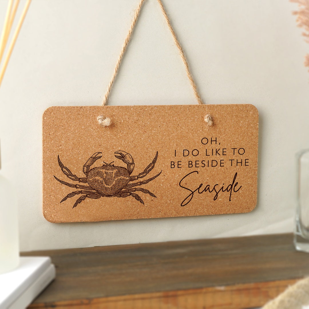 Cork Hanging Sign - 'beside the Seaside' | Wall Sign | Rustic | Home ...