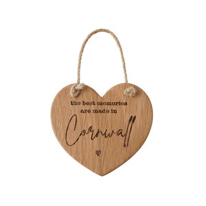 Oak Hanging Heart | Cornwall Memories Wall Decor - Etsy