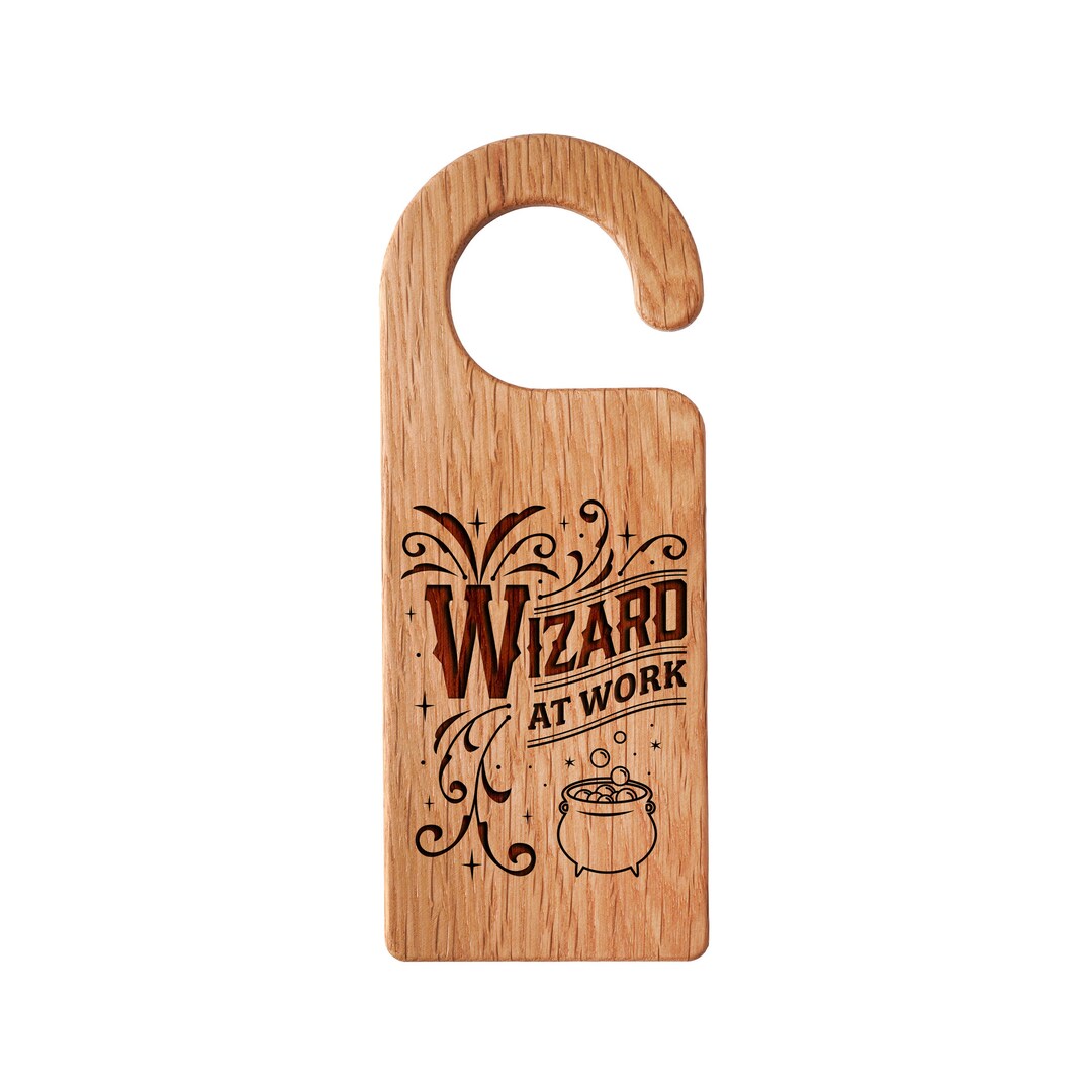 Oak Door Hanger - 'wizard at Work' | Halloween Decor | Decorations ...