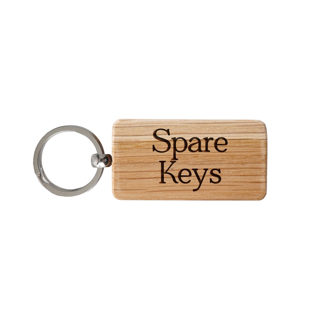 Spare Keys Rectangular Oak Keyring | Keys | Perfect Gift | House Keys ...