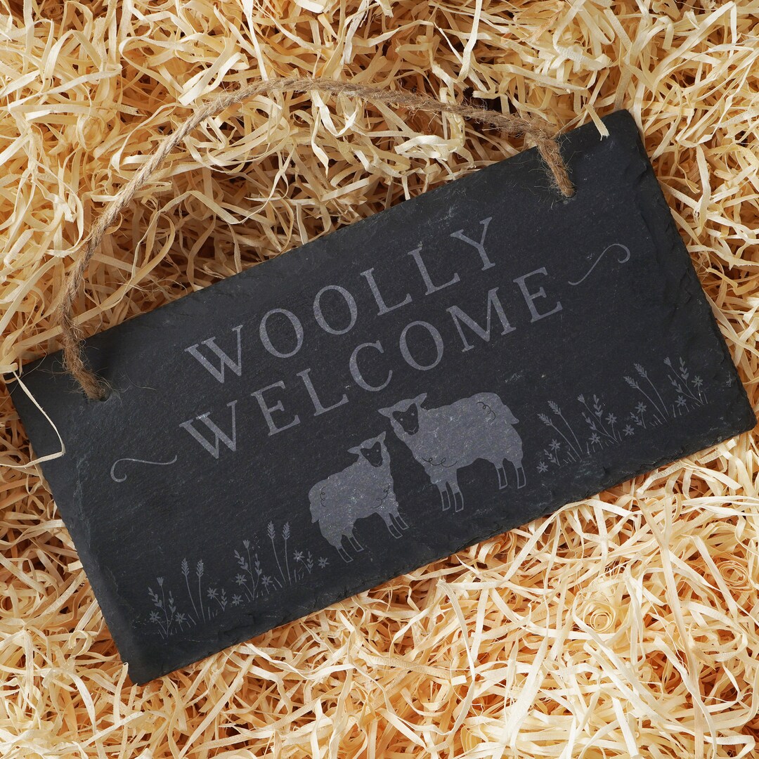 Bramble Farm 'woolly Welcome' - Illustrated Slate Sign - Etsy