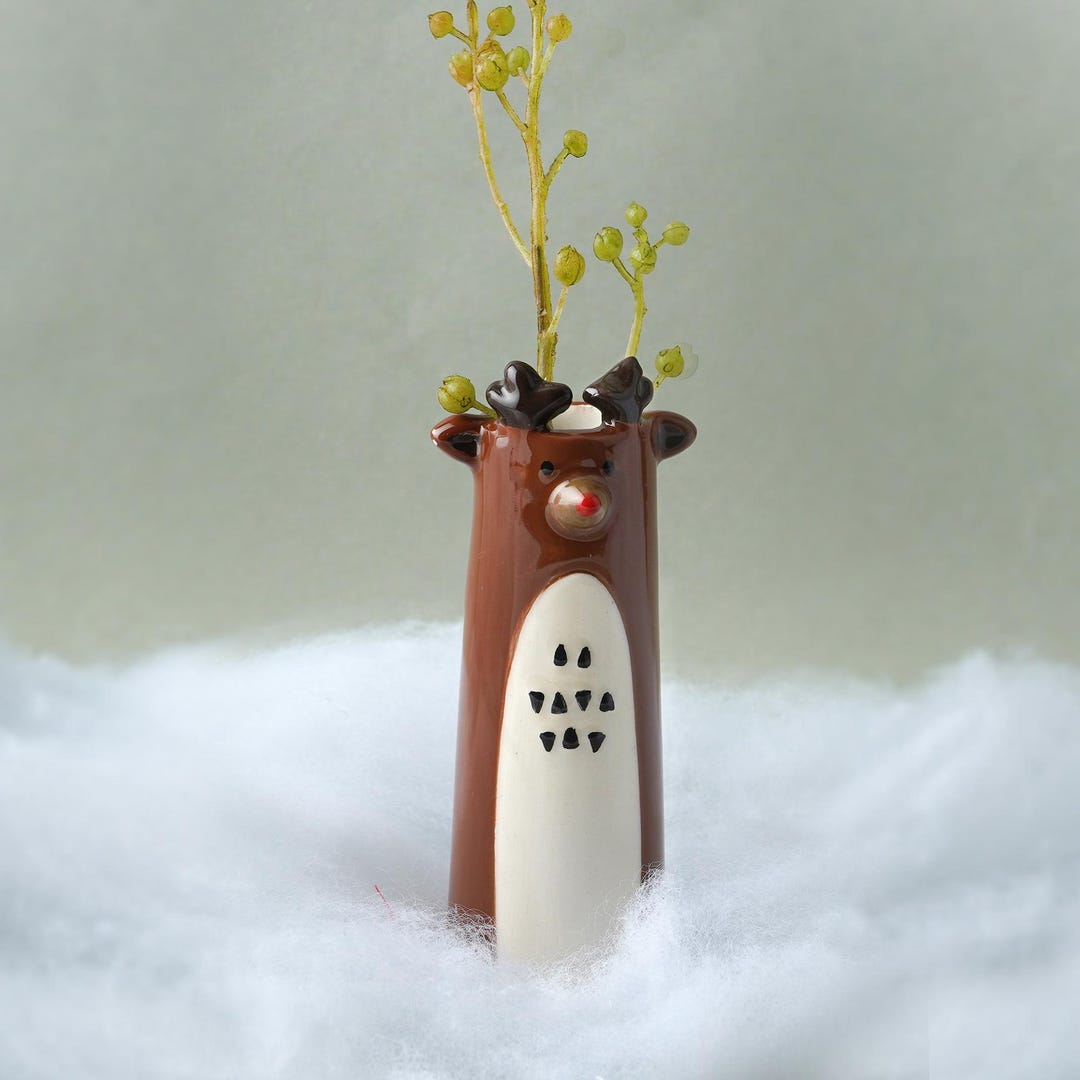 Winter Robin Reindeer Bud Vase | Festive Bud Vase | Festive Decor ...