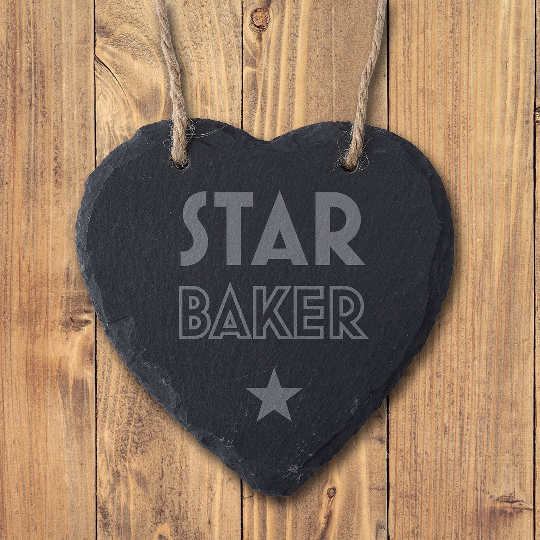 Great British Baker 'star Baker' Slate Heart Hanger - Etsy
