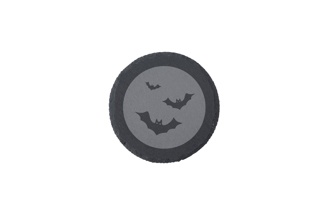 Set of 4 Halloween Bats Round Slate Coaster in Gift Box - Etsy