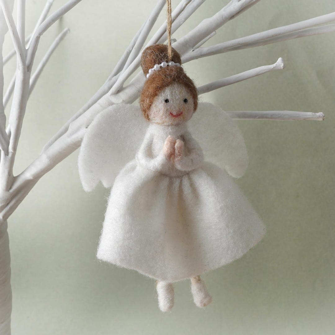 Brown Haired Felt Angel Hanging Decoration | Brown Hair | Christmas ...
