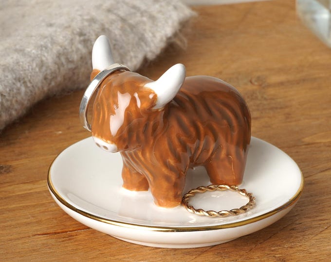 Highland Cow Shell, Shell Ring Dish, Shell Trinket Dish, Shell Jewelry ...