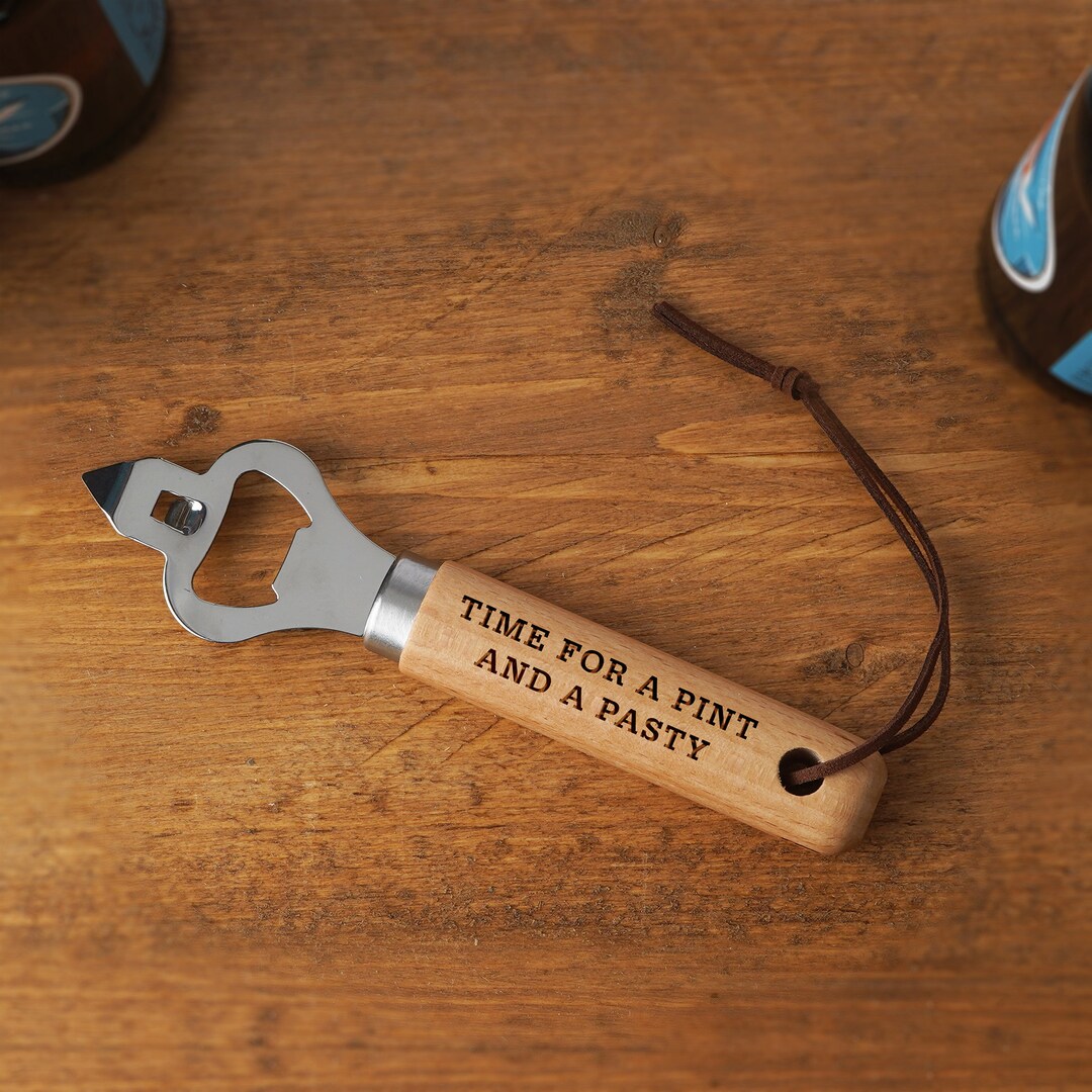Cornish Gifts 'time for A Pasty and A Pint' Wooden Bottle Opener ...