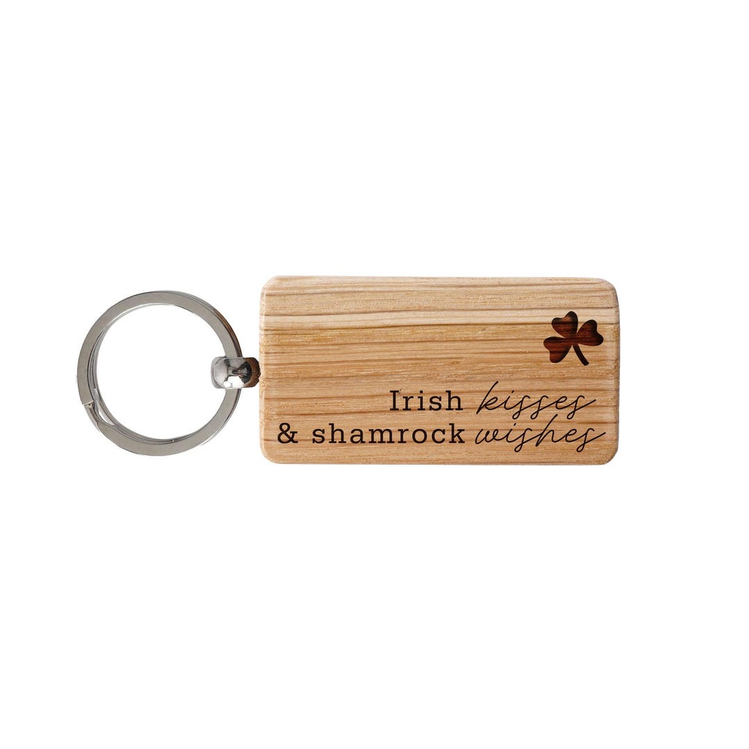 Oak Rectangular Keyring 'irish Kisses...' | Perfect Gift | House Keys ...