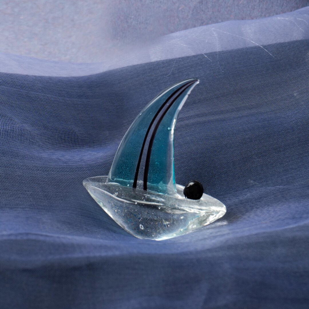 Green Glass Sailing Boat • Gift Box • Decoration • Ornament ...
