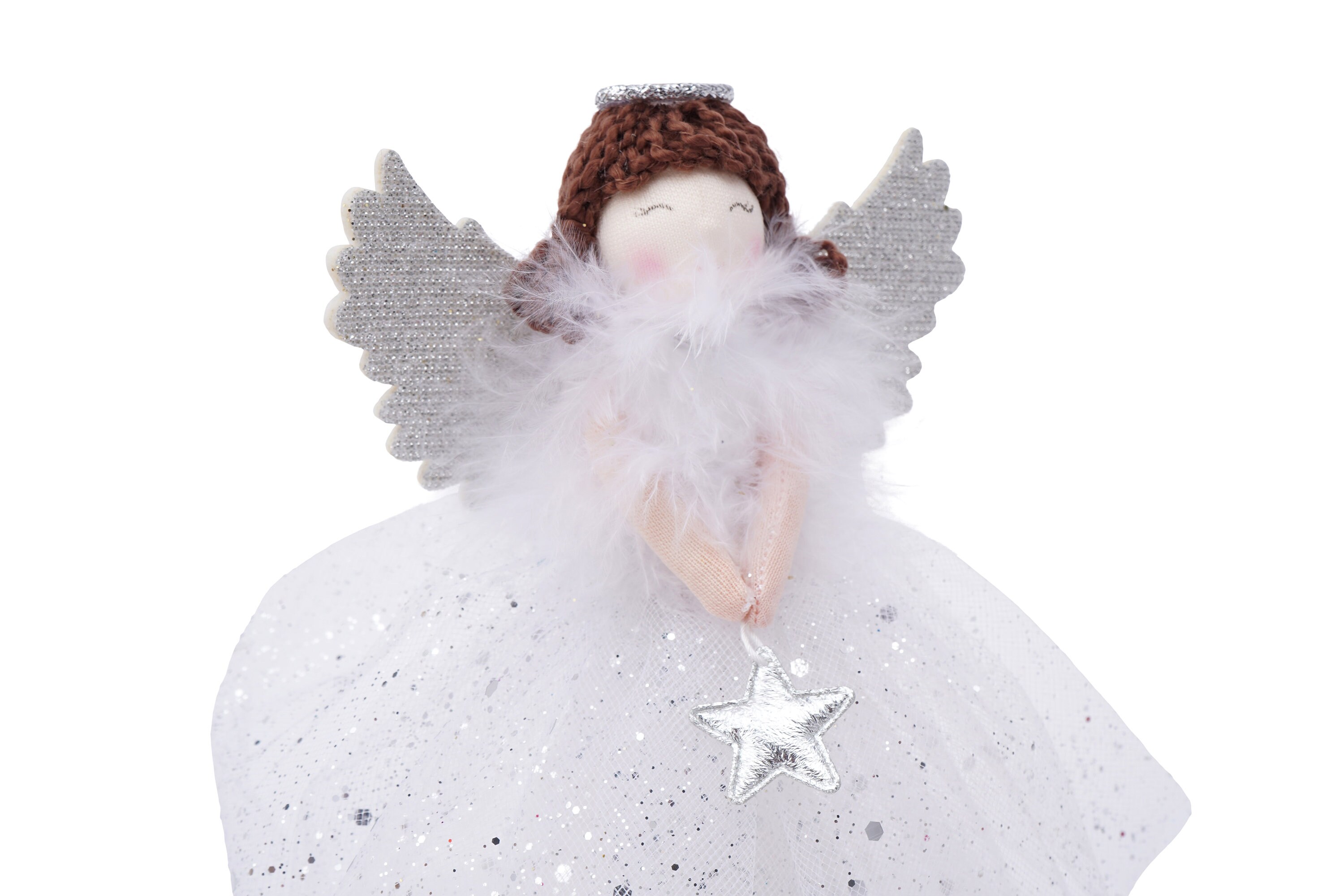 Silver Brunette Light up Angel Tree Topper Hanging Decoration - Etsy