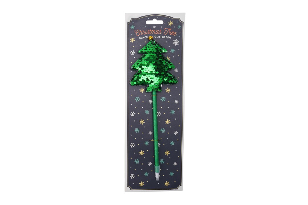 Green Sequin Christmas Tree Pen Black Ink Novelty - Etsy