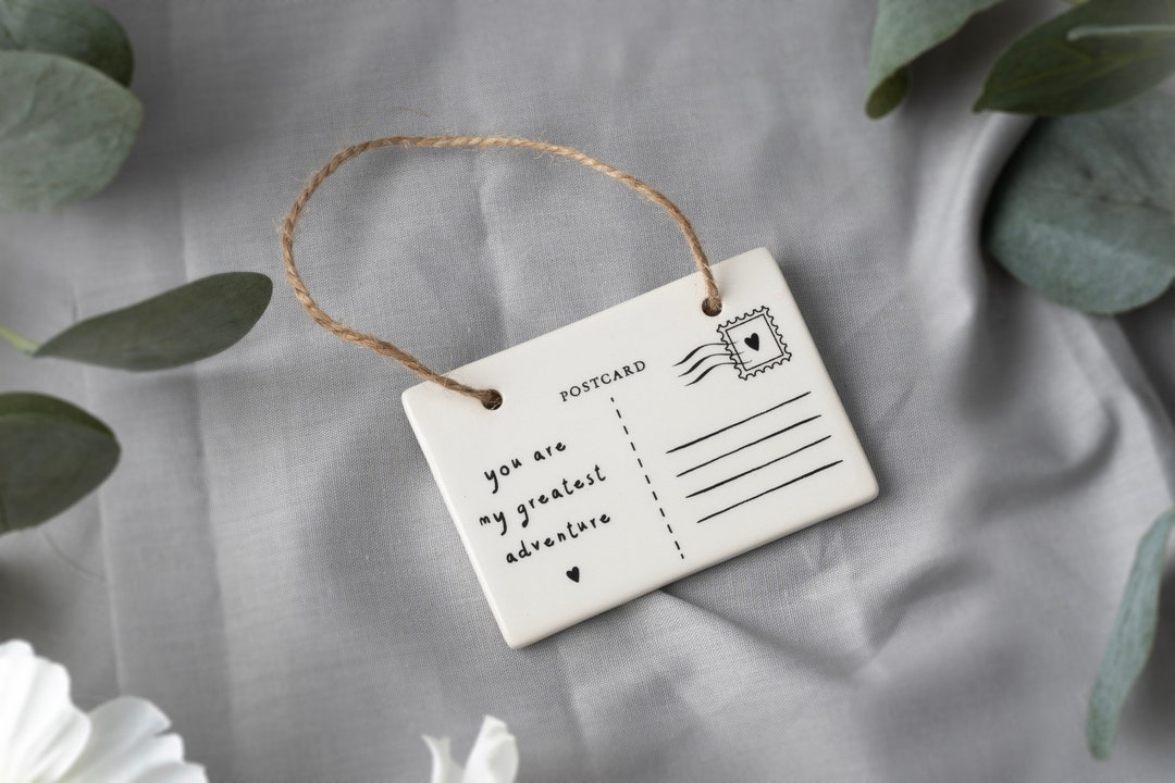 Send With Love 'you Are My Greatest Adventure' Postcard Ceramic Hanger ...