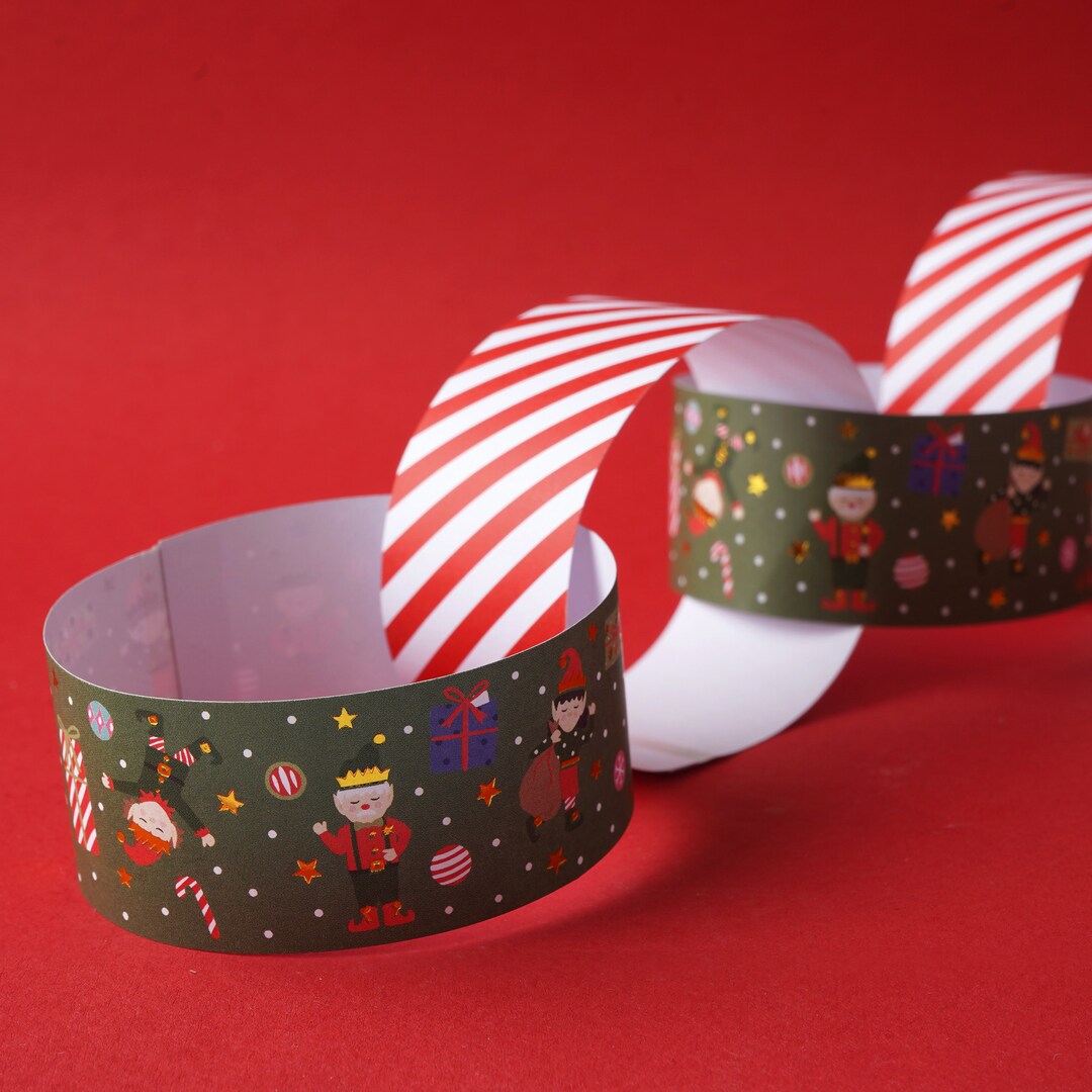 Santa's Workshop Paper Chains | Red, White Stripes Christmas Garland - Etsy