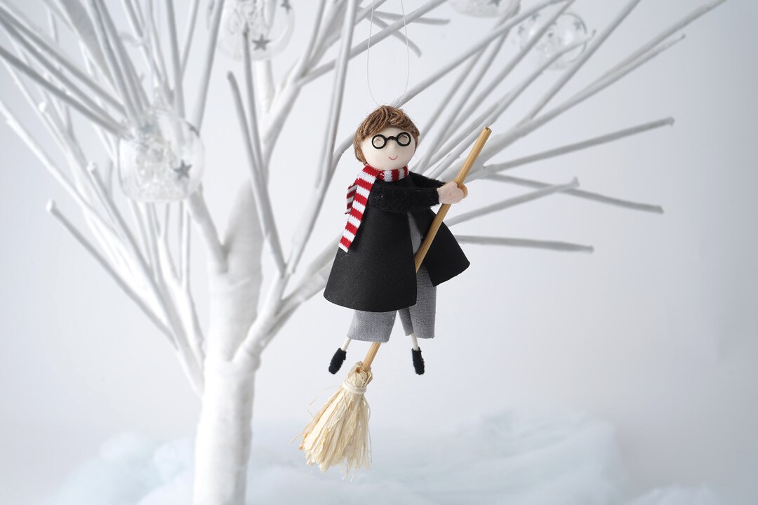 Young Wizard Boy Flying on Broomstick Hanging Decoration | Magical ...