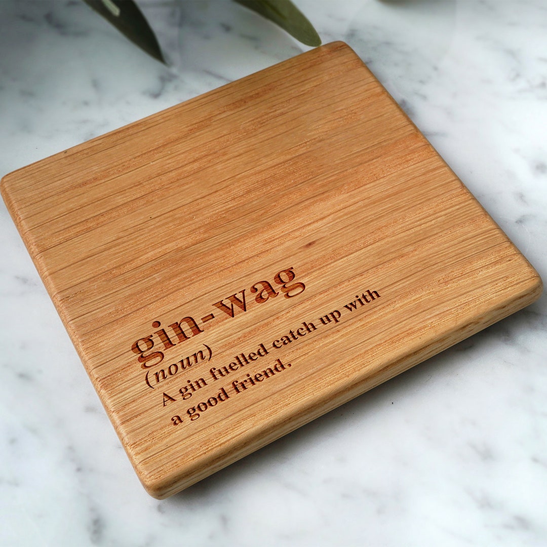 Loft 'gin Wag' Square Oak Coaster | Homeware | Humour Gift | Gin ...
