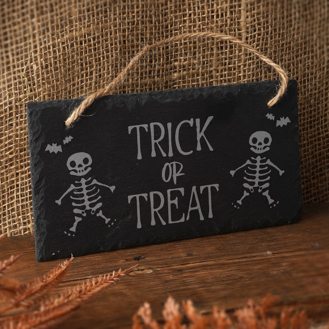Hanging Illustrated Slate Sign - 'trick or Treat' - Etsy