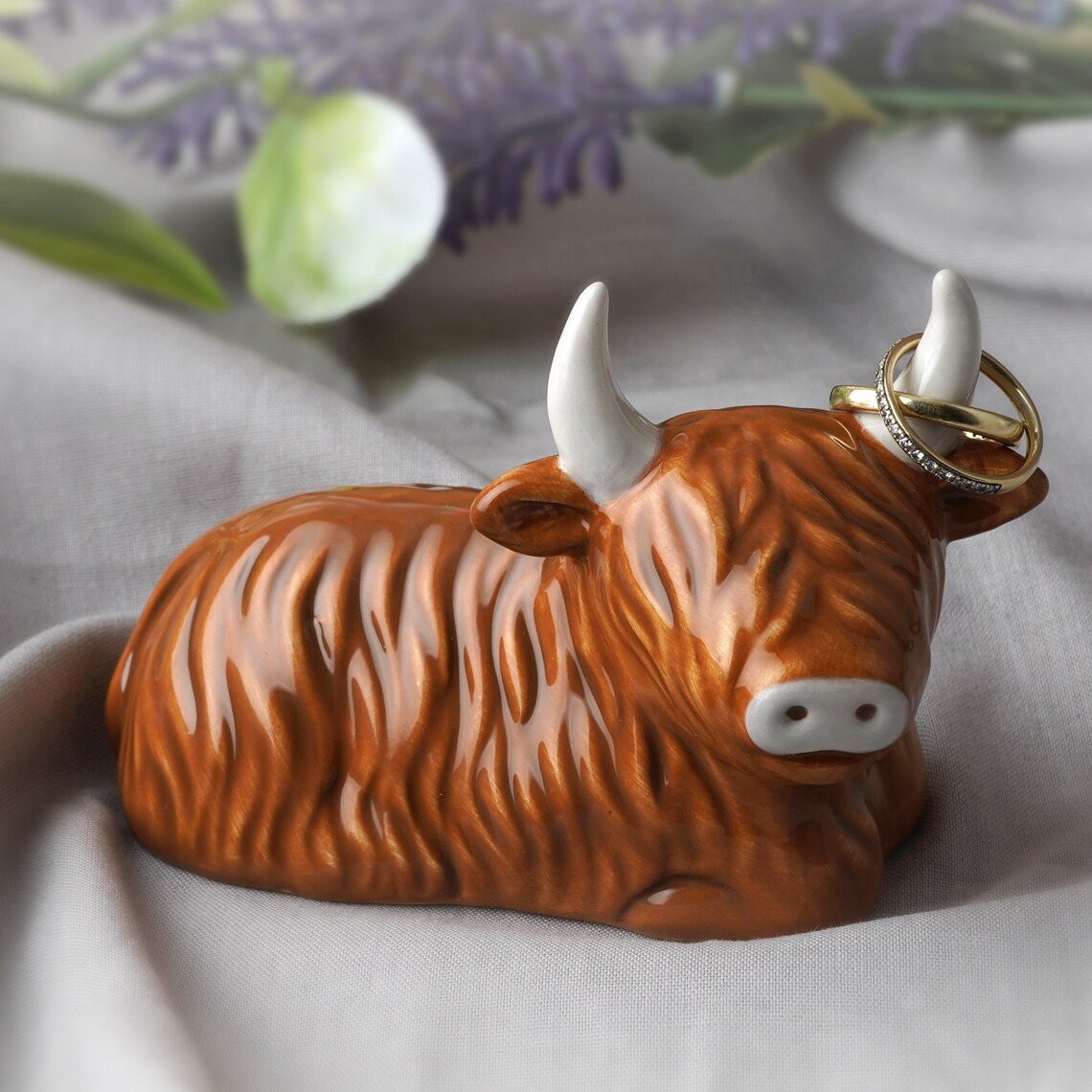 Bramble Farm Highland Cow Ring Holder | Gift Boxed | Ceramic Jewellery ...