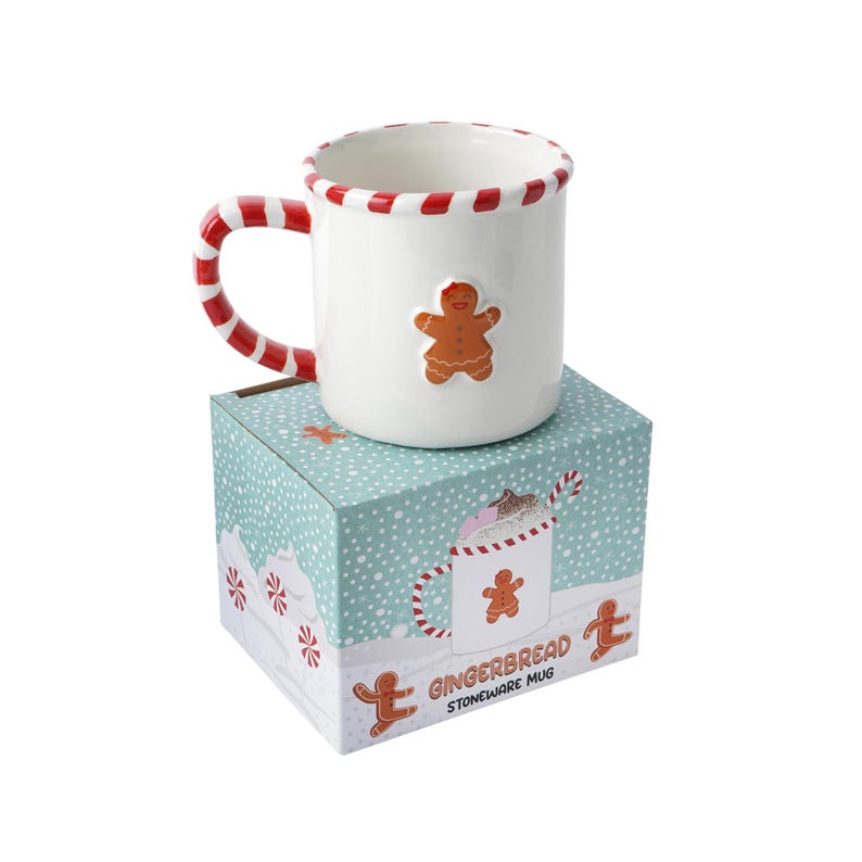 Christmas Gingerbread Lady Stoneware Festive Mug | Includes Giftbox ...