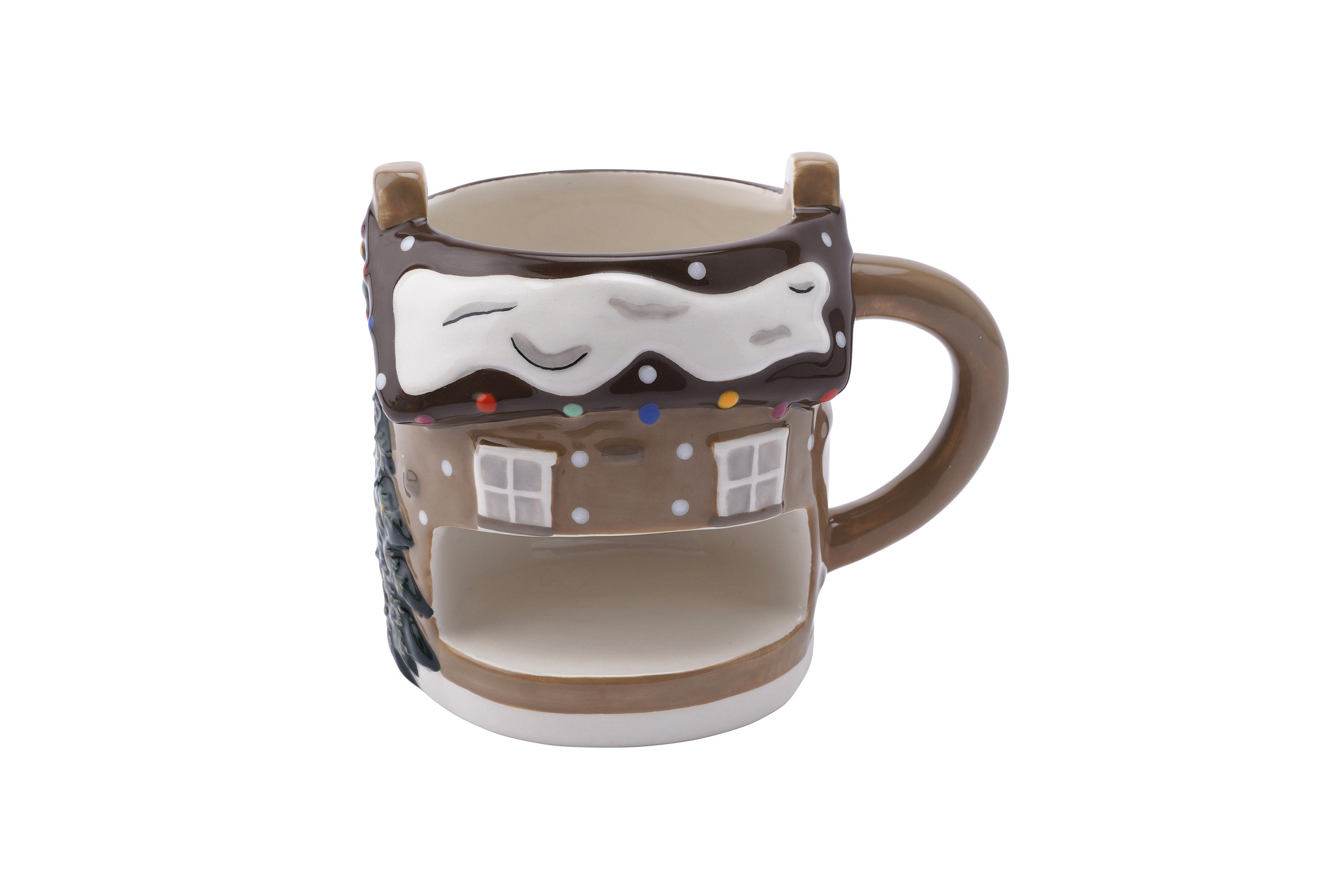 Christmas House Mug With Cookie Slot • Gift Boxed Ceramic Cup - Etsy