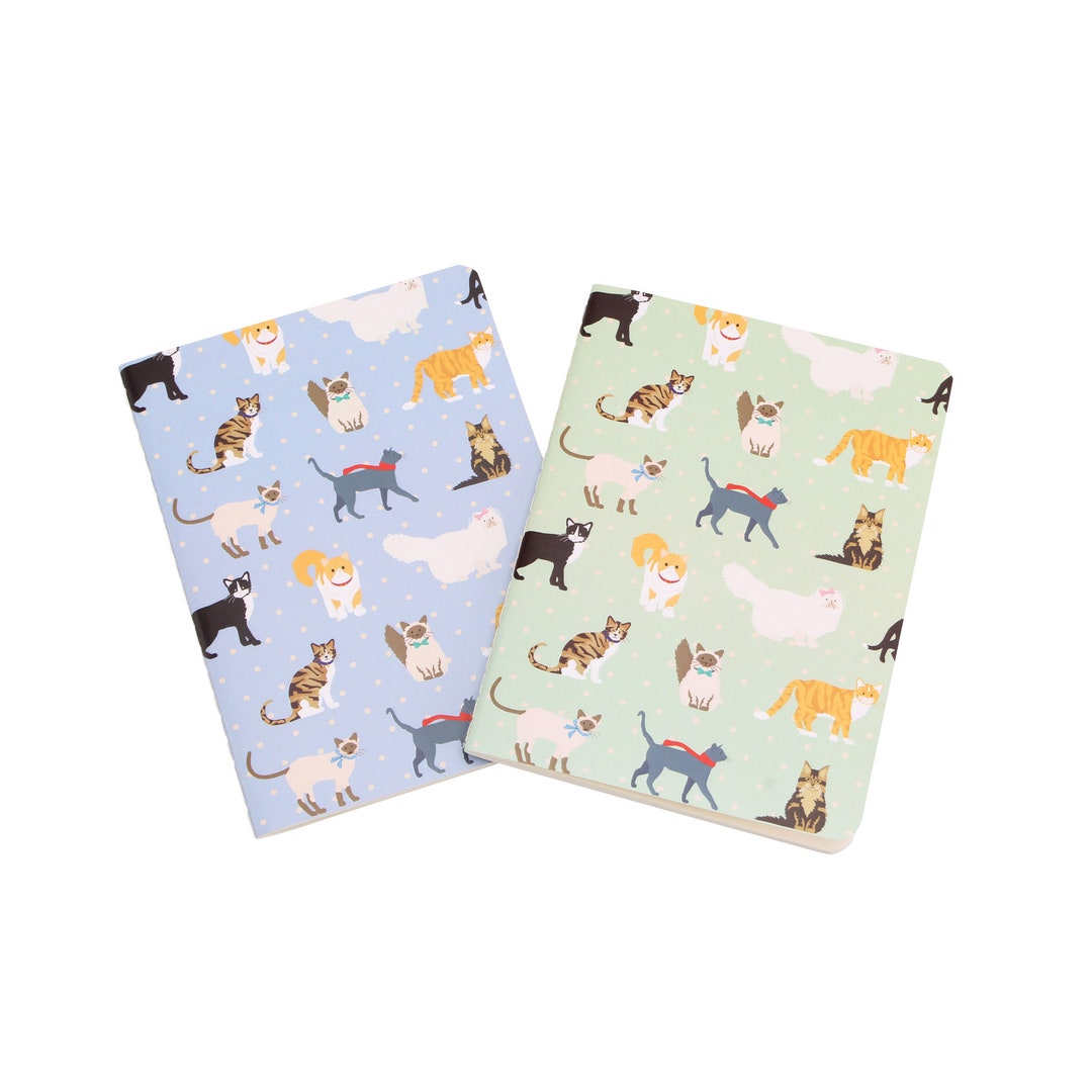 Set of 2 A6 Lined Paper Cat Best in Show Notebooks With Gift Wrap Blue ...