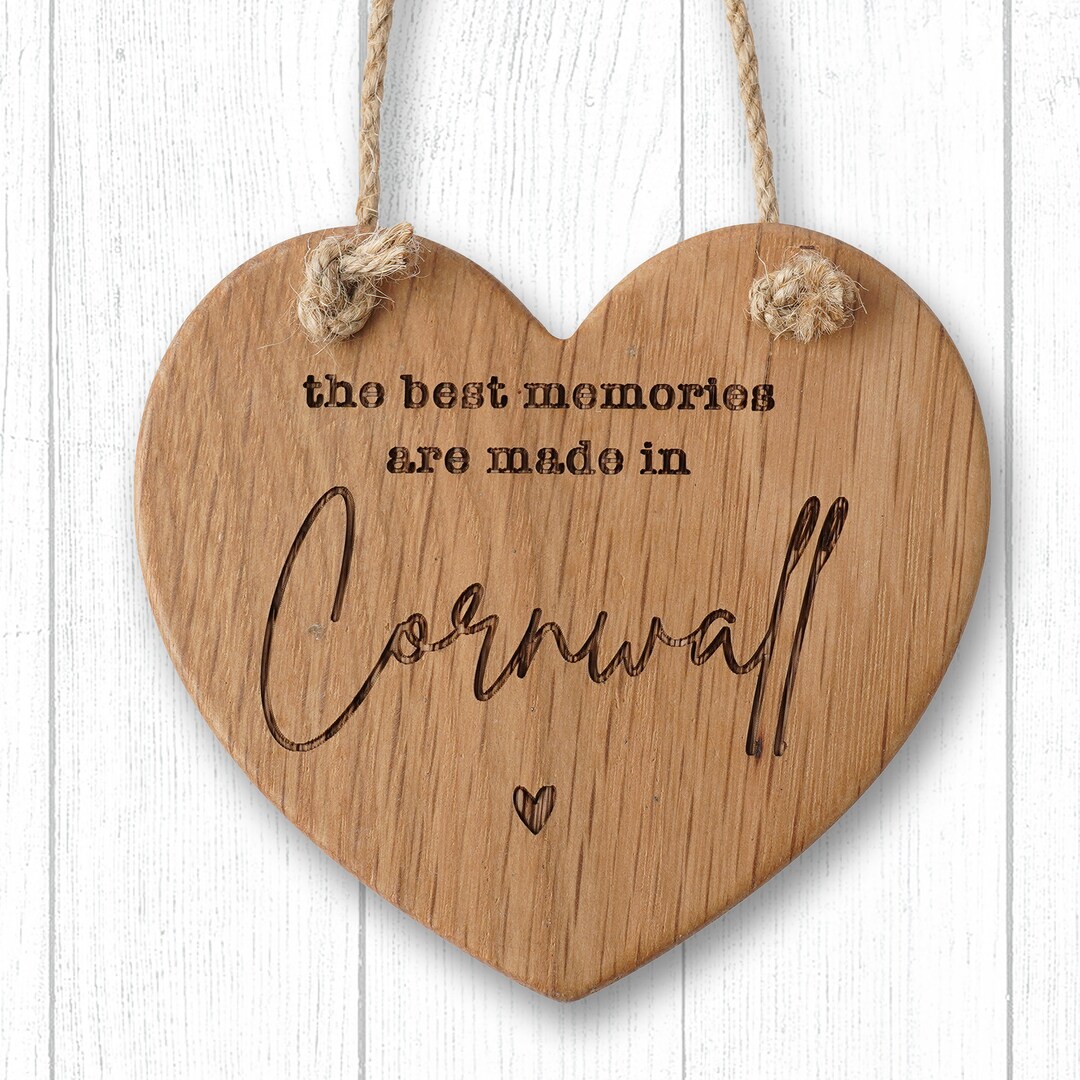 Oak Hanging Heart | Cornwall Memories Wall Decor - Etsy