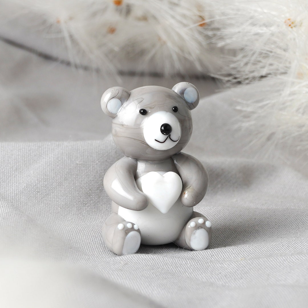 Glass Teddy Bear Figurine • Collectable Gift Boxed Ornament - Etsy