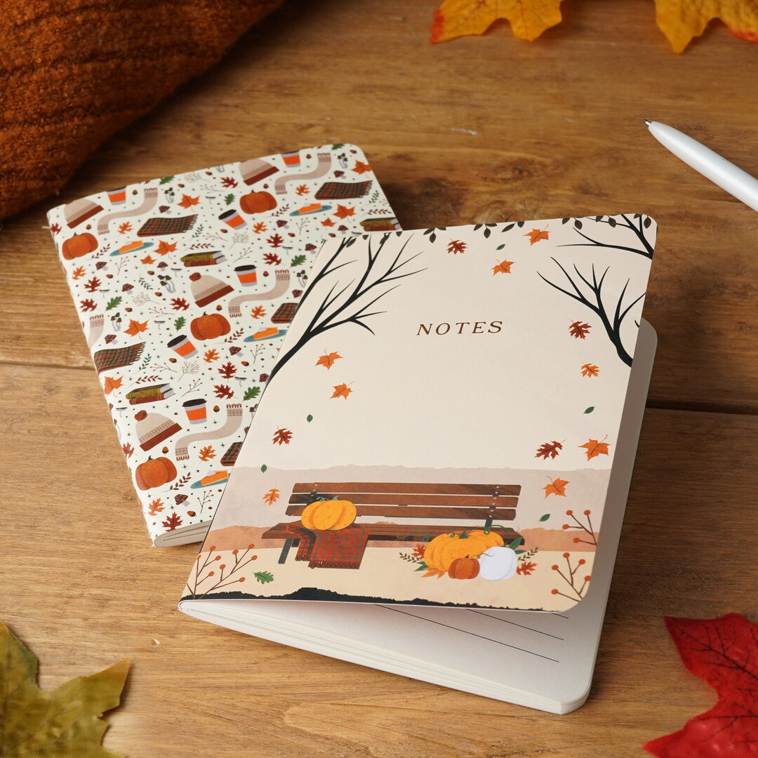 Set of 2 A6 Autumn Notebooks Lined Paper Notebooks Snuggle Season ...