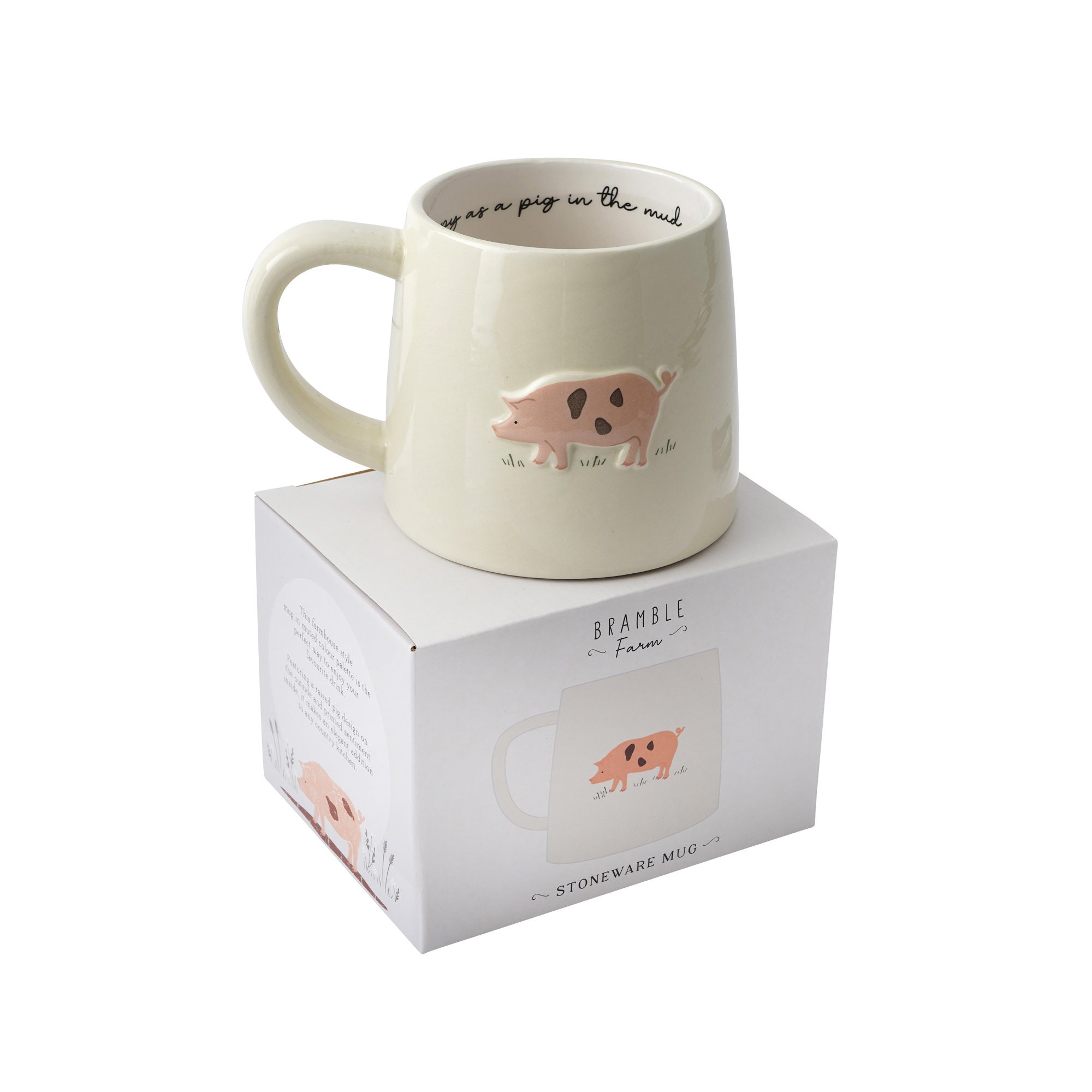 Pig Stoneware Mug | Bramble Farm Rustic Coffee Cup, Gift Boxed - Etsy