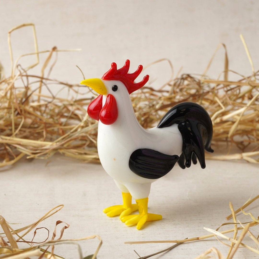 White Glass Cockerel Ornament • Gift Box • Decoration • Collectable ...