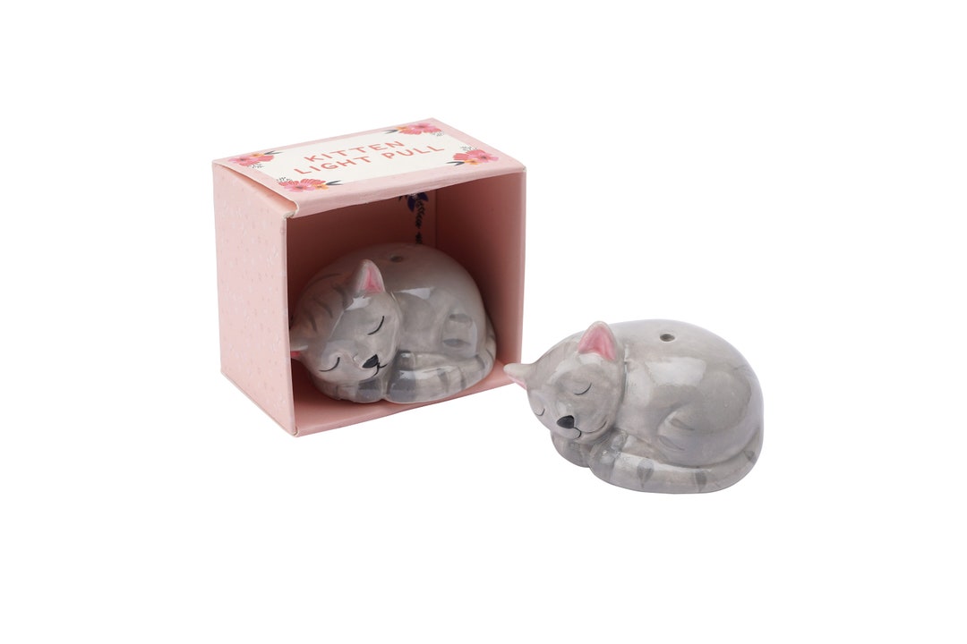 Sleeping Kitten Cat Light Pull • Grey • Gift Box • Gift for Home - Etsy