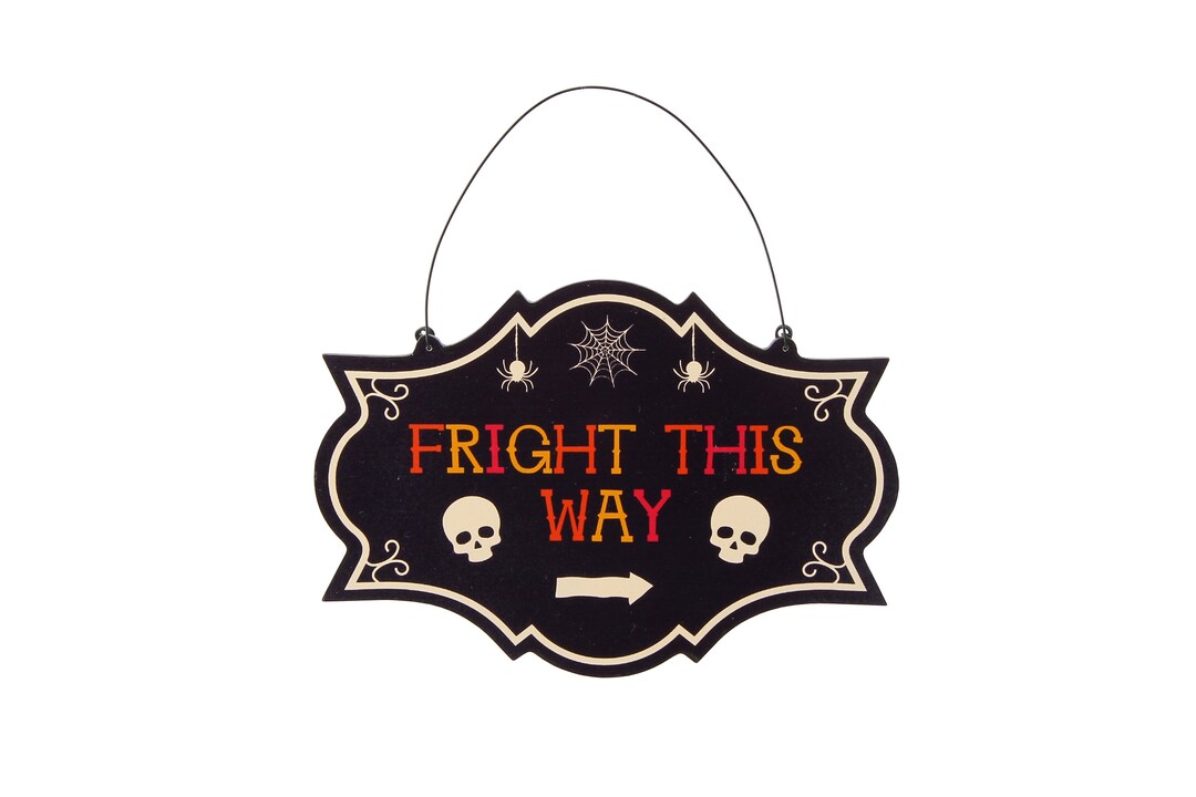 Halloween Haunted House 'fright This Way' Glitter Sign - Etsy
