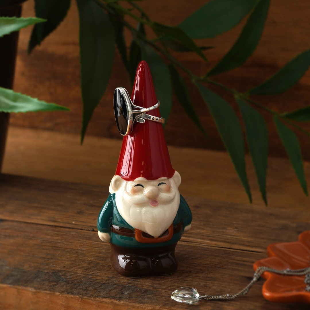 Ceramic Garden Gnome Ring Holder Decorative in Gift Box - Etsy